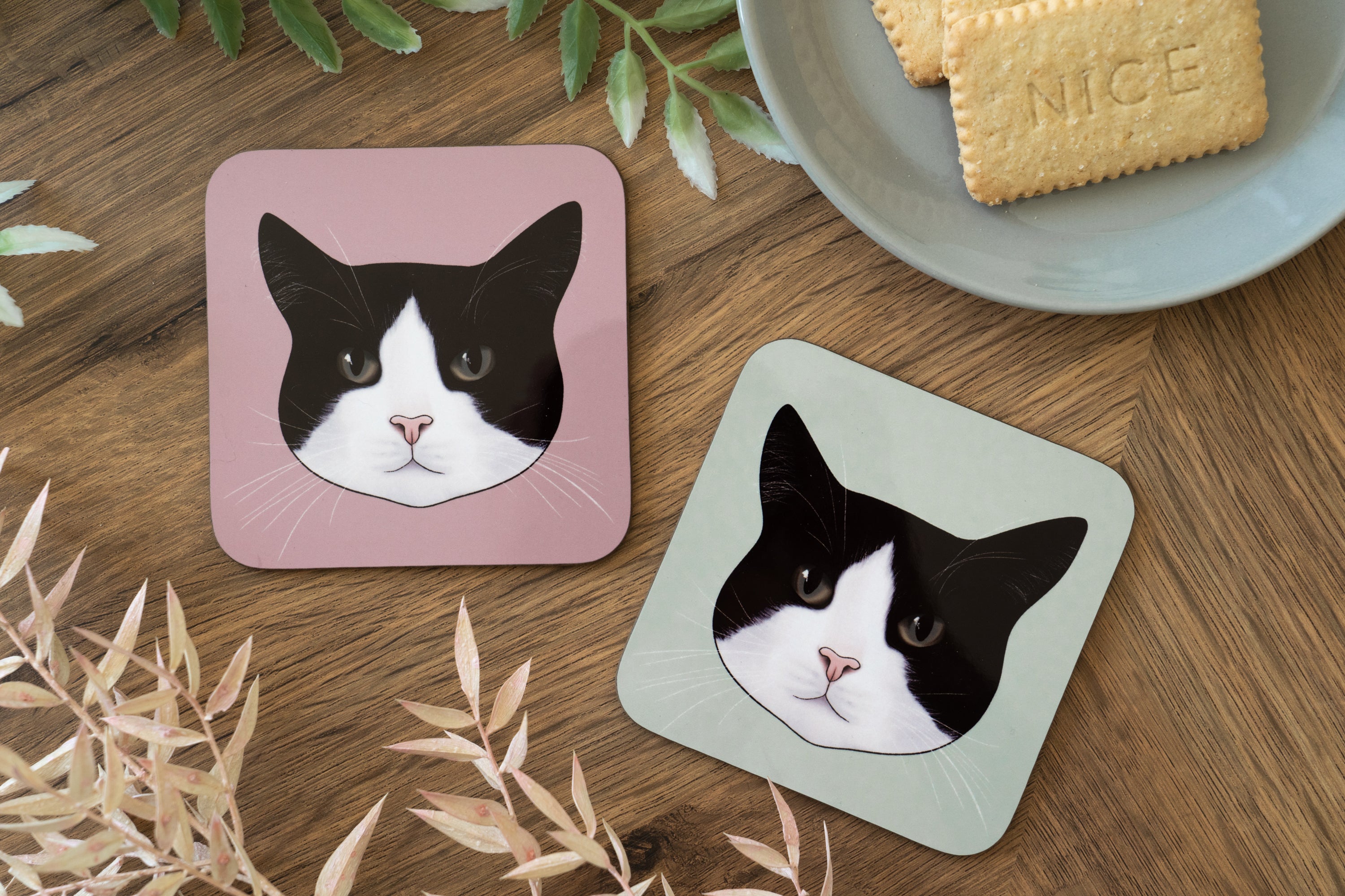 Black & White Cat Coaster – Hayley Jade Design Studio