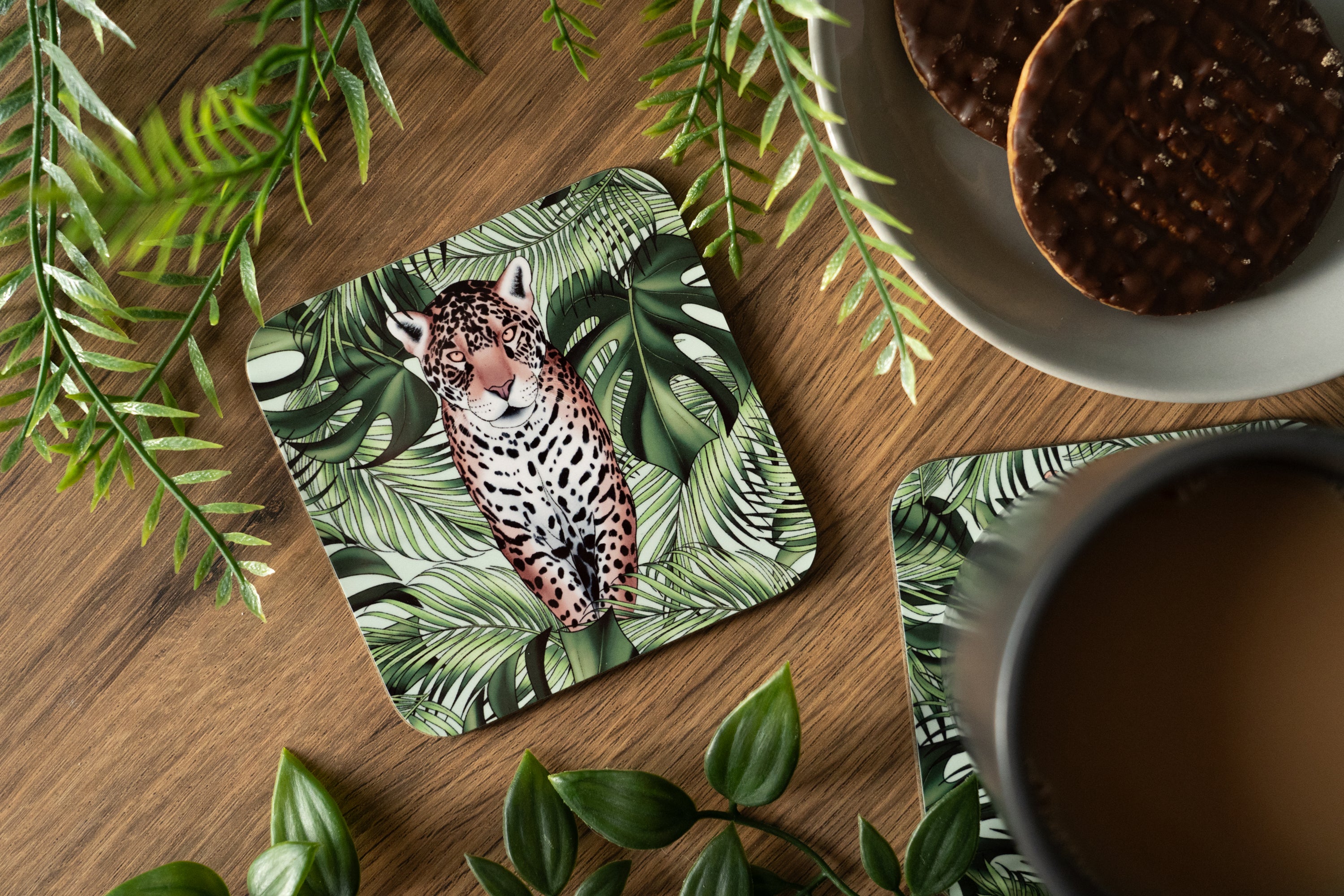 Jaguar and Leaves Coaster – Hayley Jade Design Studio